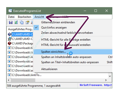 Executed Programs List Tutorial