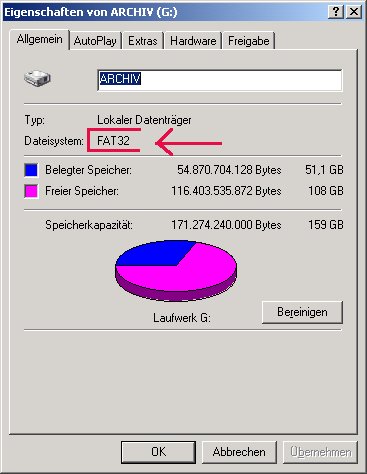 Welches Dateisystem ist auf meinem Laufwerk (Festplatte) installiert?
