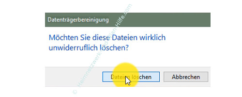 Die Datenträgerbereinigung zum Löschen unnötiger Dateien nutzen